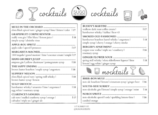 Our Menu – Sugo on Surrey