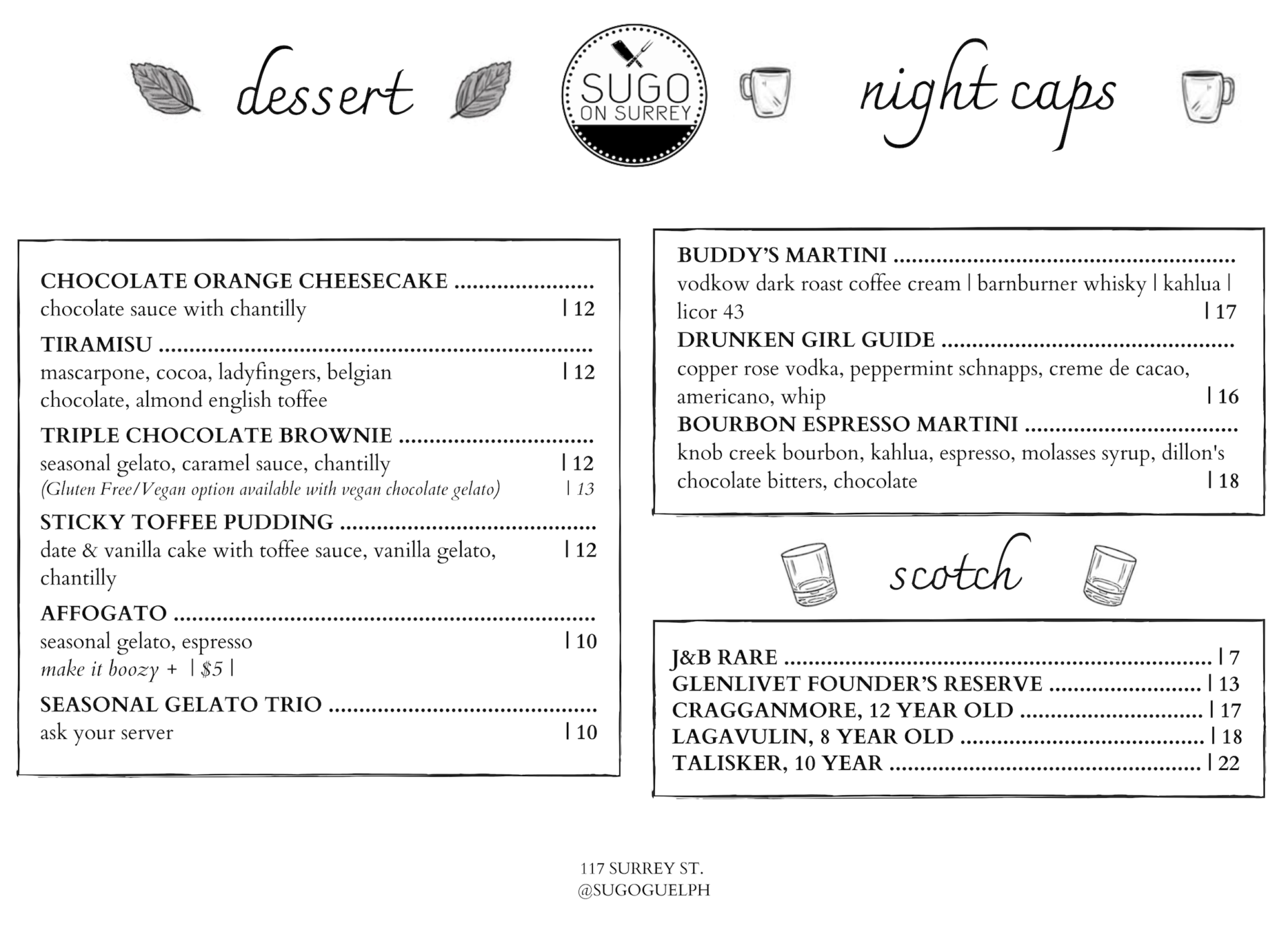 Our Menu – Sugo on Surrey