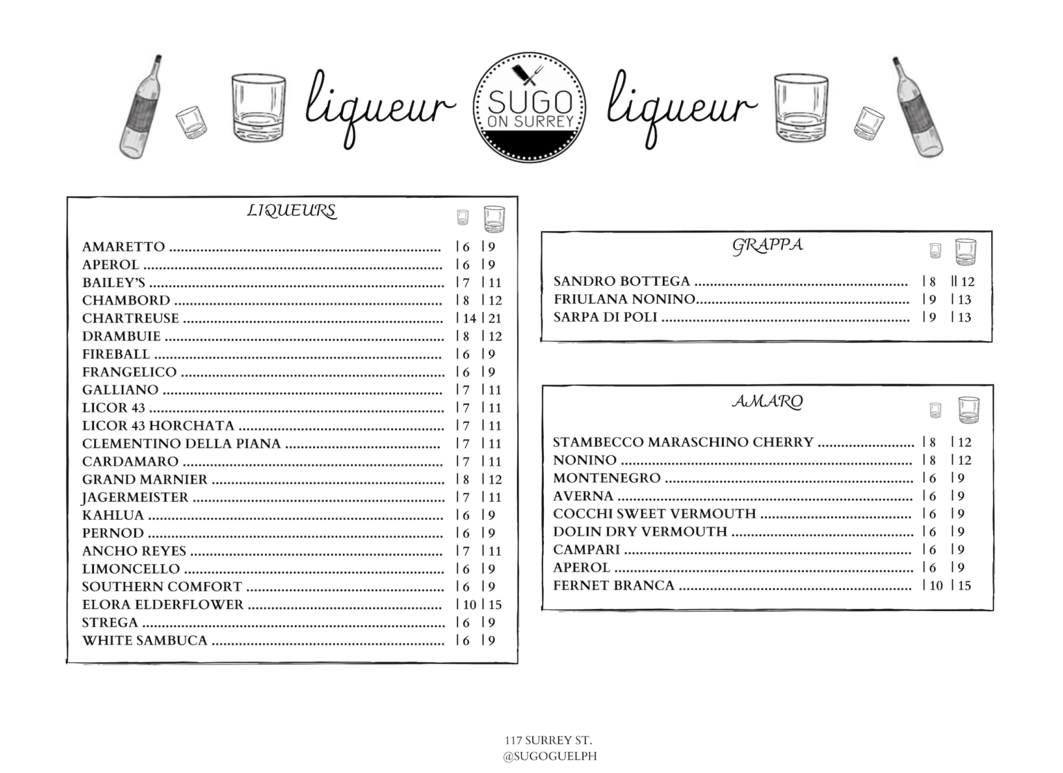 Our Menu – Sugo on Surrey