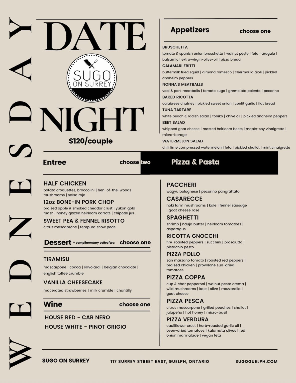 Our Menu – Sugo on Surrey