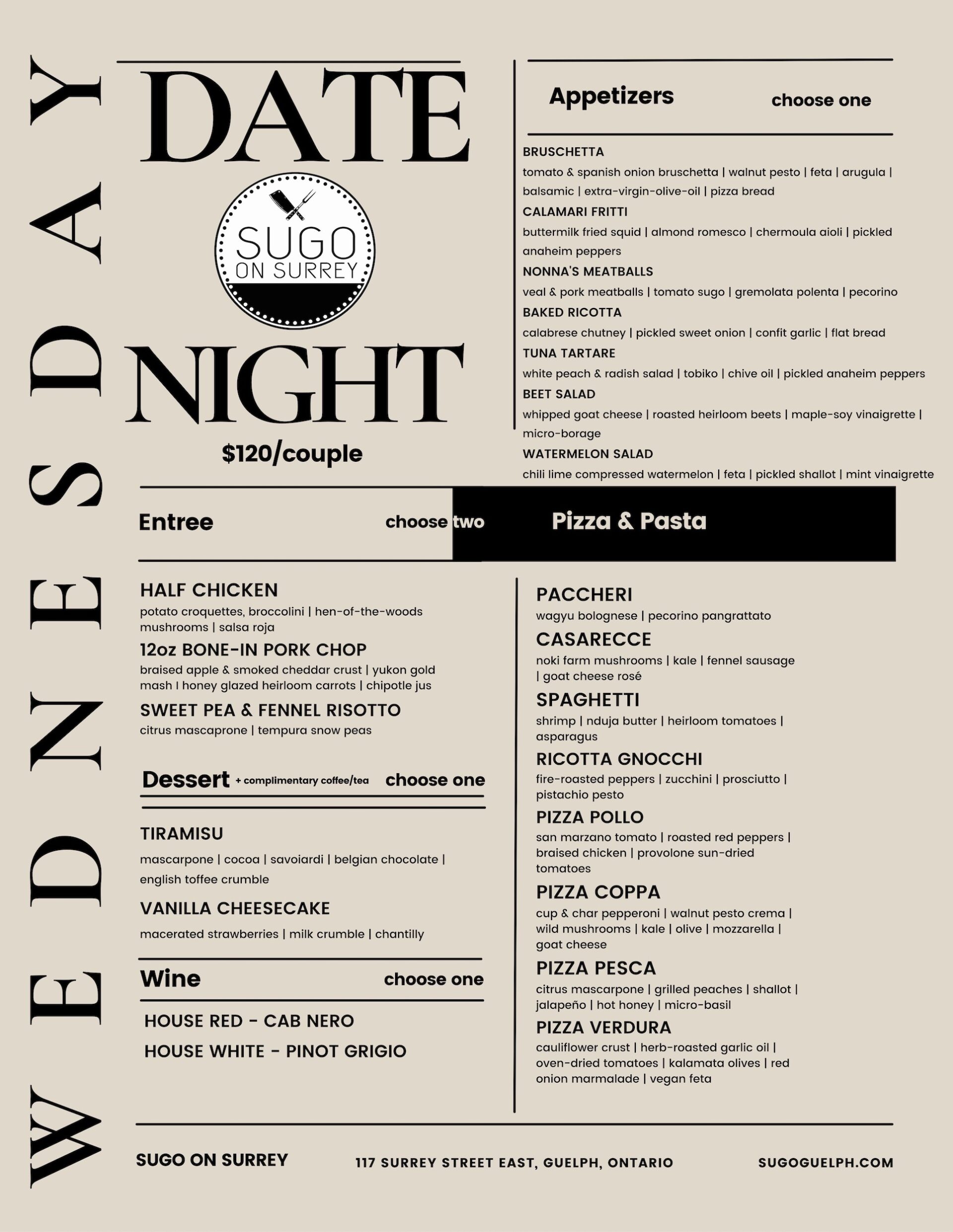 Our Menu – Sugo on Surrey