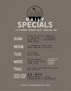 Our Menu – Sugo on Surrey