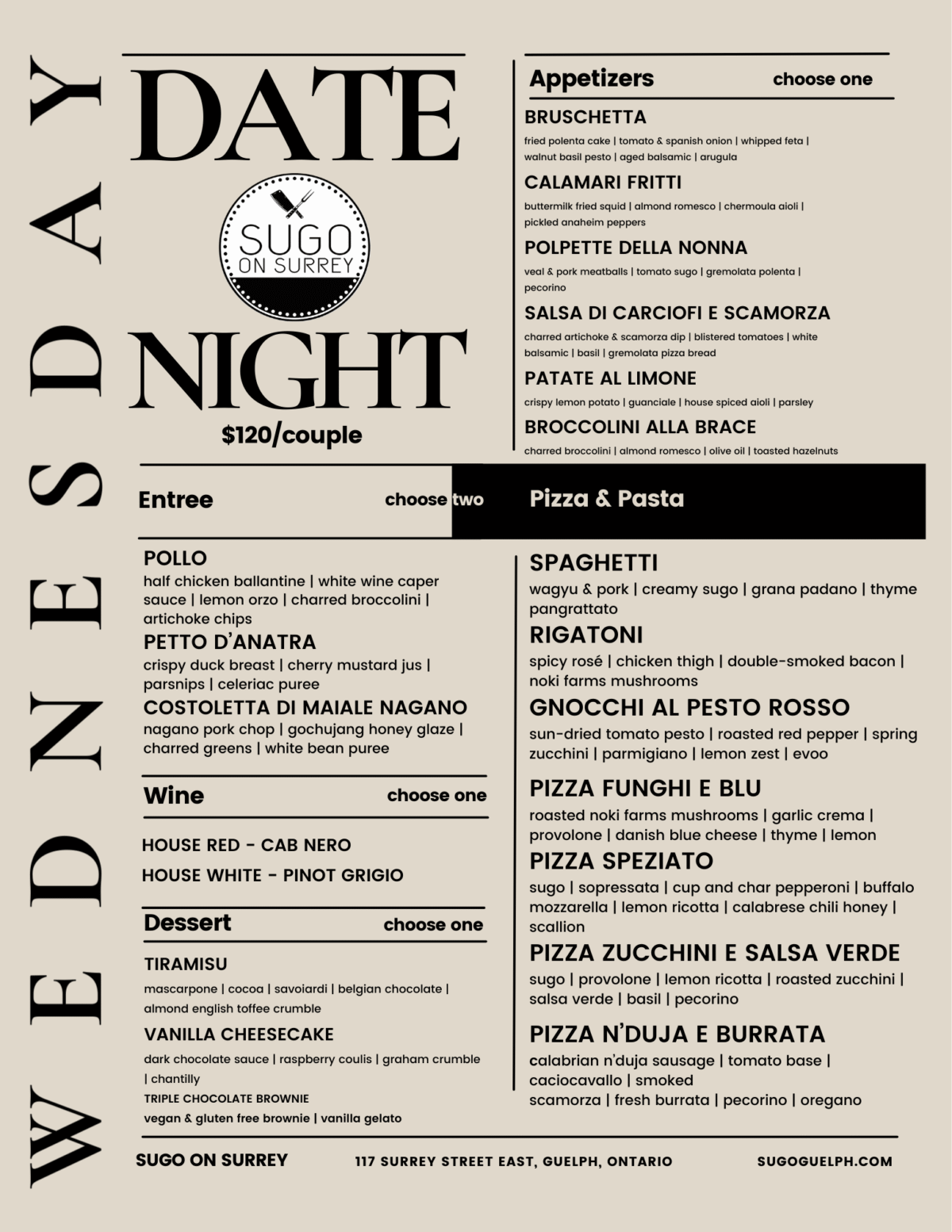 Our Menu – Sugo on Surrey